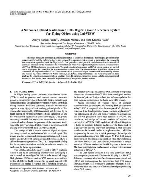 Pdf A Software Defined Radio Based Uhf Digital Ground Receiver System For Flying Object Using