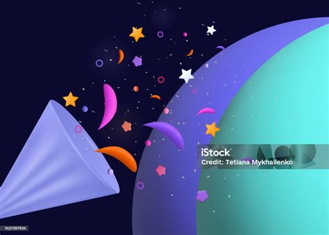 3d 그랜드 파티 축제 축하 이벤트의 오프닝 벡터 배너 멋진 프로그램 큰 시상식을위한 템플릿 오프닝 나이트 파티를위한 광고 포스터 또는 초대장 3차원 형태에 대한 스톡 벡터