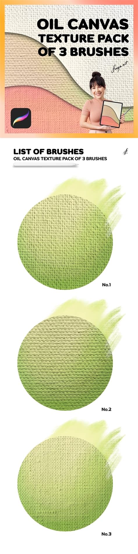 Canvas Texture Procreate Brushes Oil Canvas Texture Pack Of 3 Brushes Add Ons