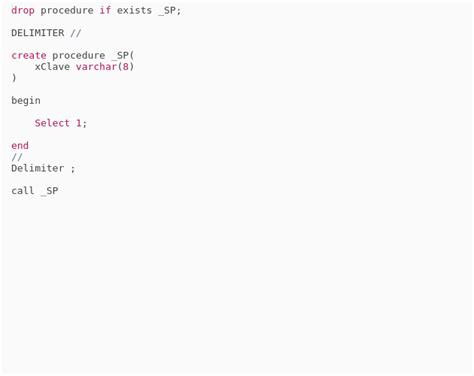 Mysql Store Procedure Codepad