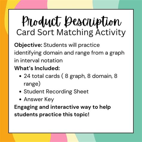 Domain And Range With Interval Notation Matching Card Sort Activity