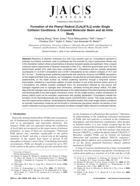 Pdf Formation Of The Phenyl Radical C6h5 X2a1 Under Single
