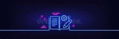 Engineering Documentation Line Icon Technical Instruction Sign Neon