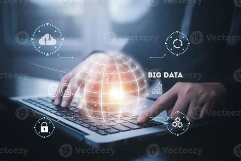 Big Data Concept Businesspeople Use Laptops And Press The Big Data