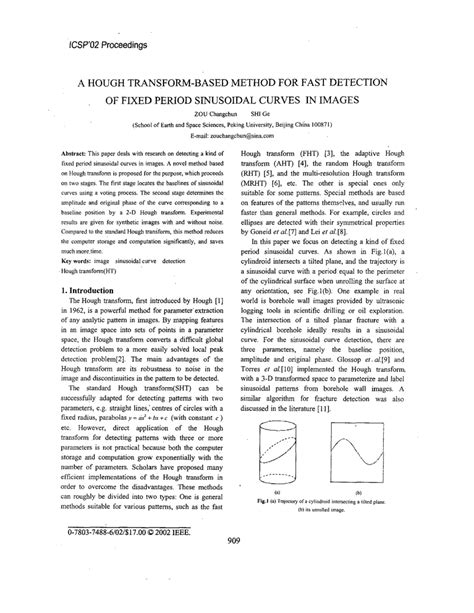 PDF A Hough Transform Based Method For Fast Detection Of Fixed Period Sinusoidal Curves In Images