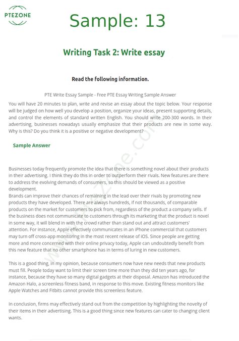 Pte Write Essay Task