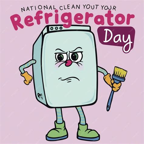 Whimsical Cartoon Graphic For National Clean Out Your Refrigerator Day