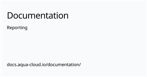 Reporting Documentation Aqua Cloud