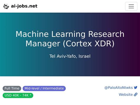 Hiring Machine Learning Research Manager Cortex Xdr In Tel Aviv Yafo Israel Raimljobs