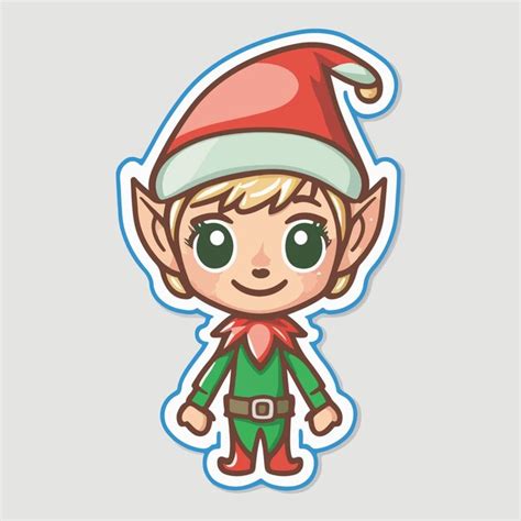 Premium Vector Christmas Elf Cartoon Sticker Xmas Santa Elf Character