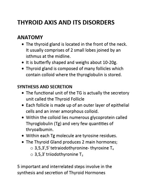 Thyroid Axis And Its Disorders Pdf Hypothyroidism Thyroid Stimulating Hormone