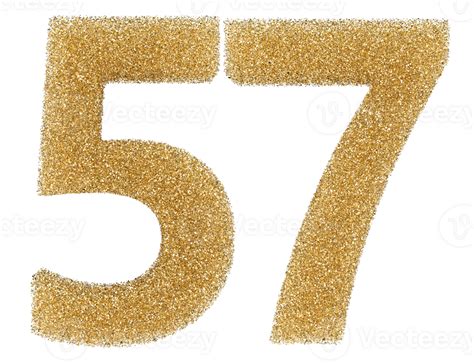 Number 57 Golden Glitter 46599274 Png