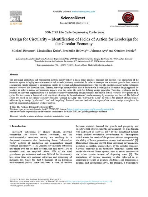 Design For Circularity Identification Of Fields Of Action For Ecodesign For The Circular
