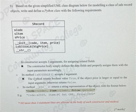 B Based On The Given Simplified UML Class Diagram Chegg