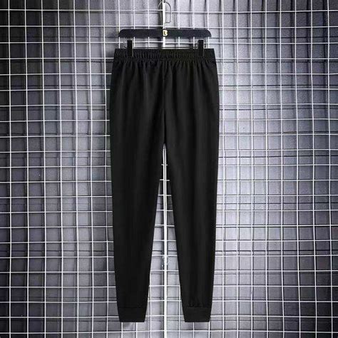 กางเกงผู้ชาย กางเกงขายาว เอวยางยืด กางเกงจ๊อกกิ้งและกางเกงกีฬา ทรงขาจั๊ม สีดำ Lk0014 Ledi