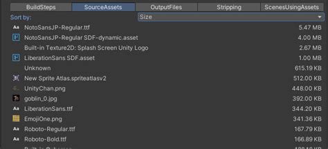 【unity】build Report Inspectorをビルド結果を確認する Garnet Log