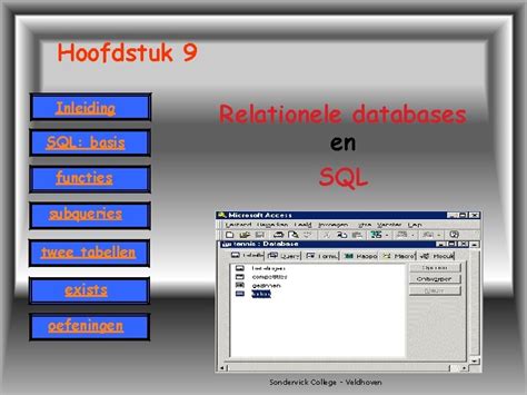 Hoofdstuk 9 Inleiding Sql Basis Functies Relationele Databases