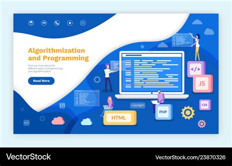 Algorithmization And Programming People Coders Vector Image