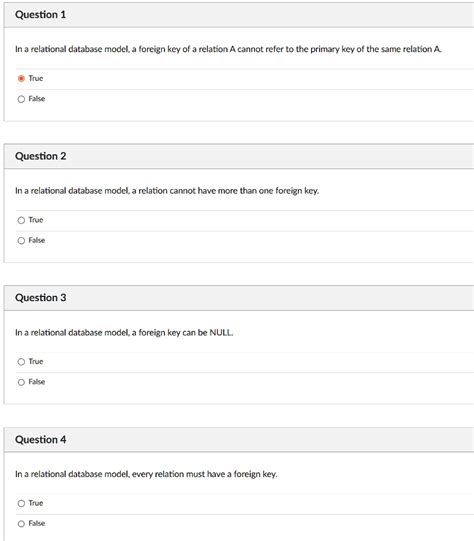 Solved Question 1 In A Relational Database Model A Foreign Key Of A