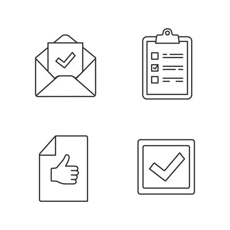 Approve Linear Icons Set Verification And Validation Task Planning Email Confirmation