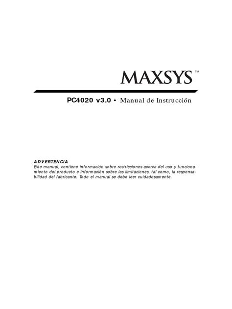 Pc4020 V3 0 Spanish User Manual Maxsys Pdf Teclado Ascii
