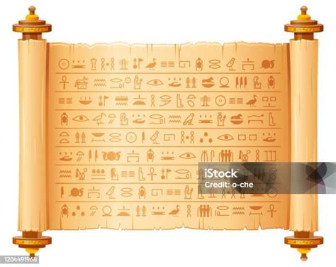 상형 문자와 고대 이집트 파피루스 고대 이집트에서 역사적 벡터 패턴입니다 스크립트 파라오와 신 기호와 3d 오래된 스크롤 오르나메아트 디자인 텍스트 문자 파피루스 일러스트