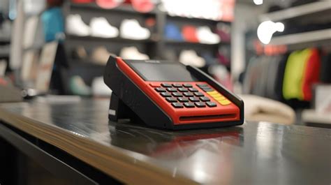 Modern Payment Terminal On Clothing Store Counter Premium Ai Generated Image