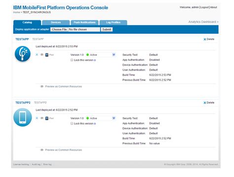 how to set 2 apps on mobilefirst server with server configuration tools