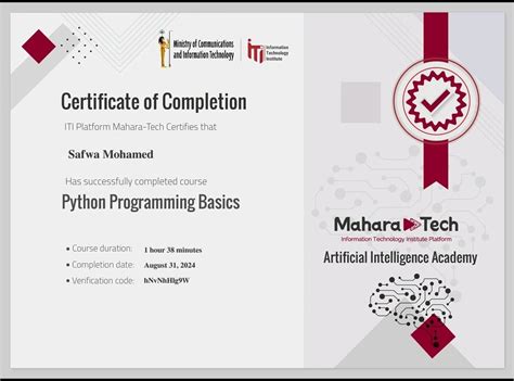 Just Completed The Python Programming Basics Course On Mahara Tech🎉🤍