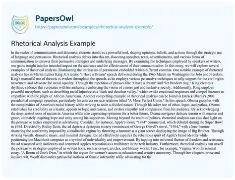 Rhetorical Analysis Example Free Essay Example 628 Words