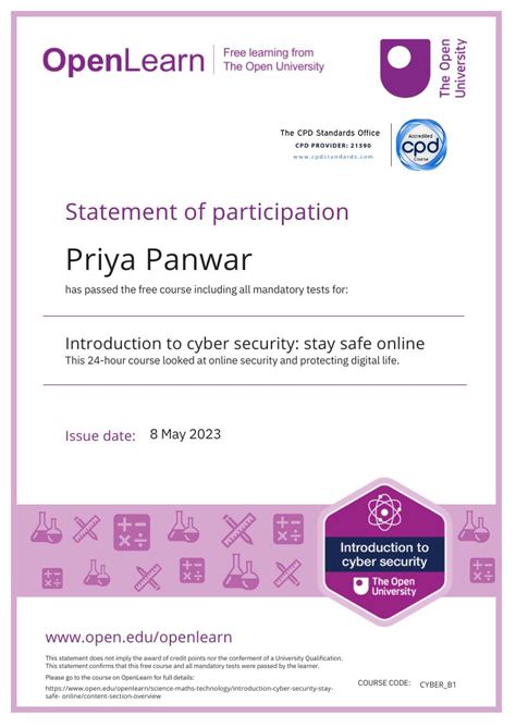 Priya Panwar On Linkedin Got Certificate By The Open University To Participate In Cyber Security