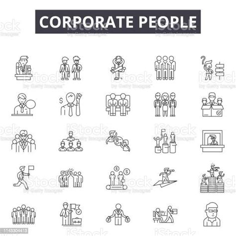 Ilustración De Iconos De Línea De Personas Corporativas Signos