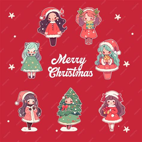 Premium Vector Cute Kawaii Santa Girl Christmas Girl Illustration Cartoon