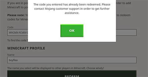 Complaint On Mojang Site Upon Trying To Use The Code Cjs Cd Keys Sent Me Despite Me Refusing To