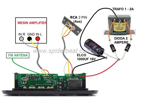Skema Pemasangan Modul Mp3 Ke Ampli