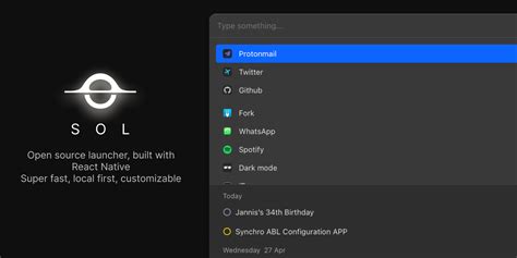 GitHub Ospfranco Sol MacOS Launcher Command Palette