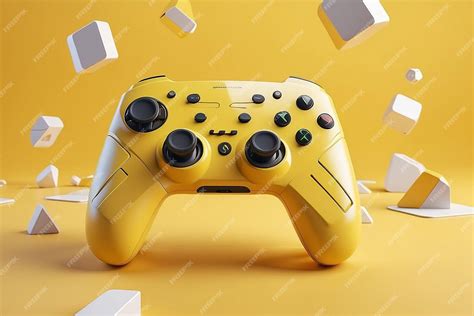 Premium Photo White Standard Game Controller Joystick Gamepad On A Yellow Background With