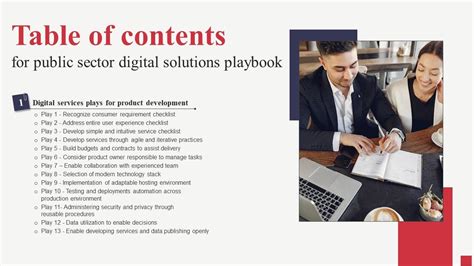 G203 Table Of Contents For Public Sector Digital Solutions Playbook Summary Pdf