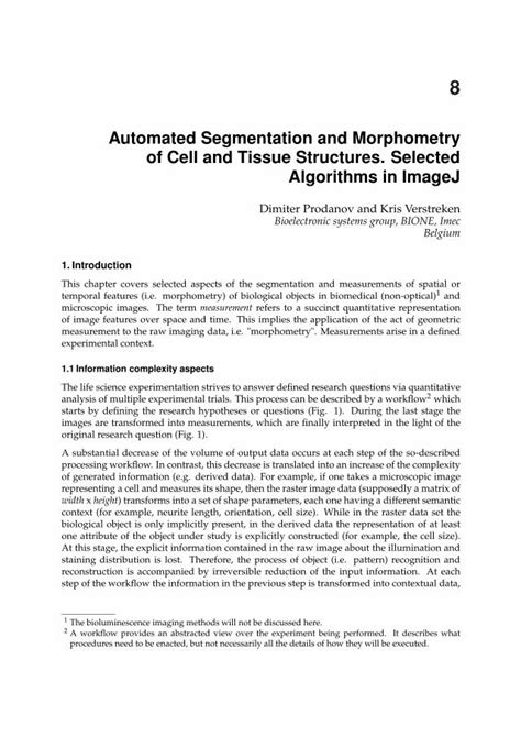 Pdf Molecular Imaging Ch8 Automated Segmentation And Morphometry Of Cell And Tissue Structures
