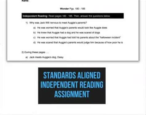 Wonder Pgs 180 185 Independent Reading Assignment By Heyitsmssiegel