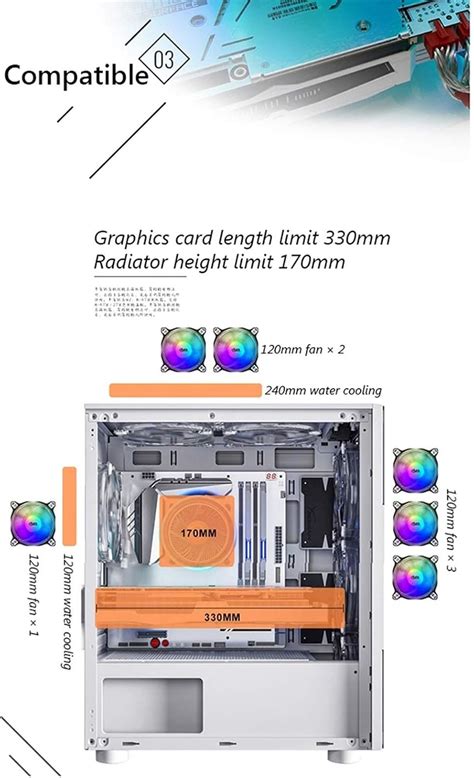 Buy HDYD Computer Case Mid Tower Desktop ATX Case USB Ports Transparent Glass Panel Fan