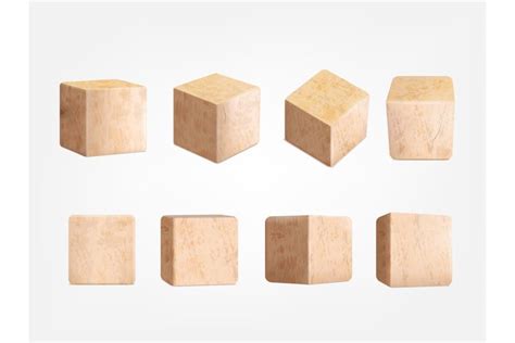 Realistic Wooden Blocks 3d Wood Cube Block With Timber Sur