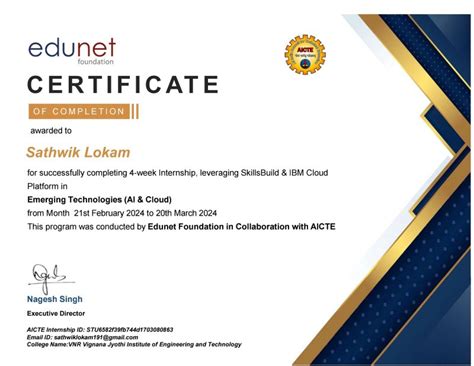 Sathwik Lokam On Linkedin Machinelearning Internship Artificialintelligence Cloudcomputing