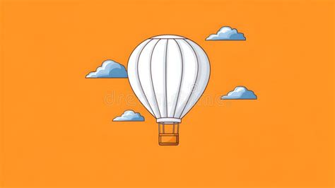 White Hot Air Balloon Pixel Art Illustration In Orange Sky Stock