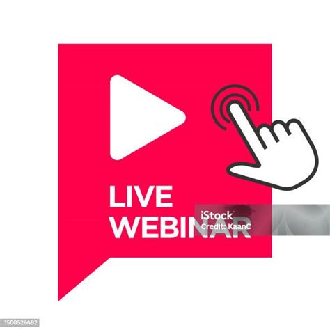 라이브 웨비나 아이콘 온라인 플레이 교육 세미나 인터넷 Streamimg 배너 버튼 벡터 일러스트레이션 스톡 일러스트레이션 0