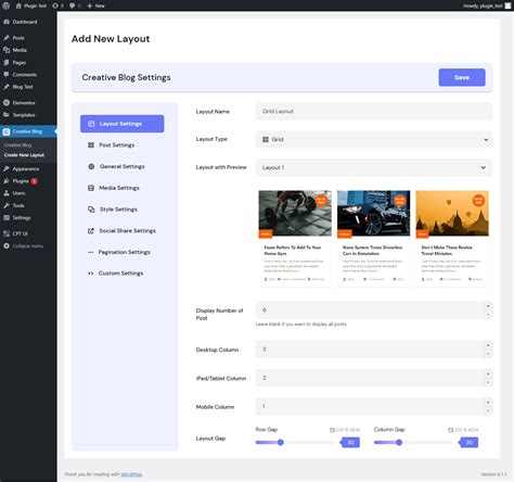 Create New Layout Techeshta