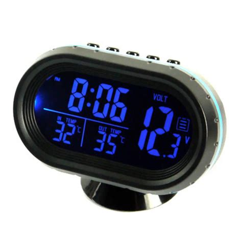 V V IN Digital Car Clock Thermometer Voltage Meter LCD Monitor Green Blue Backlight