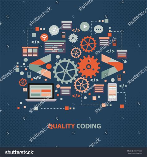 Quality Coding Concept Design On Dark 스톡 벡터로열티 프리 423799303 Shutterstock