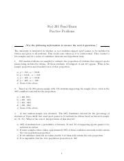 Stat201 Final Practice F21 Pdf Stat 201 Final Exam Practice Problems Use The Following