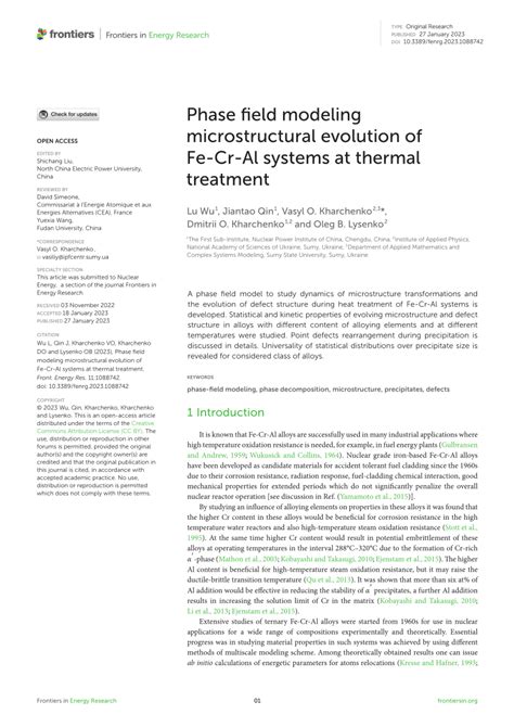 Pdf Phase Field Modeling Microstructural Evolution Of Fe Cr Al Systems At Thermal Treatment